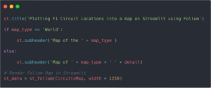 Plotting F1 Circuit Locations into a map on Streamlit using Folium ...