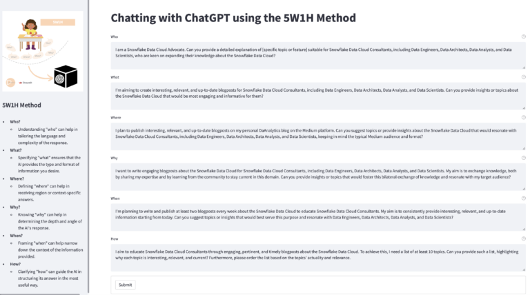 Asking ChatGPT Anything using Streamlit and the 5W1H Method – Daanalytics